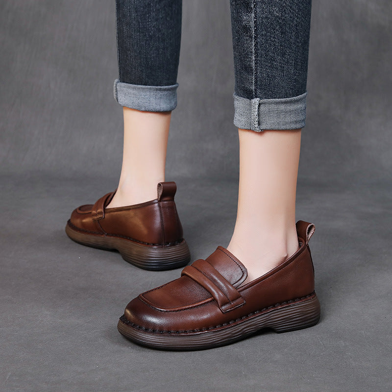 Retro Soft Sole Genuine Leather Handmade Ladies Shoe Cover Feet Round ...